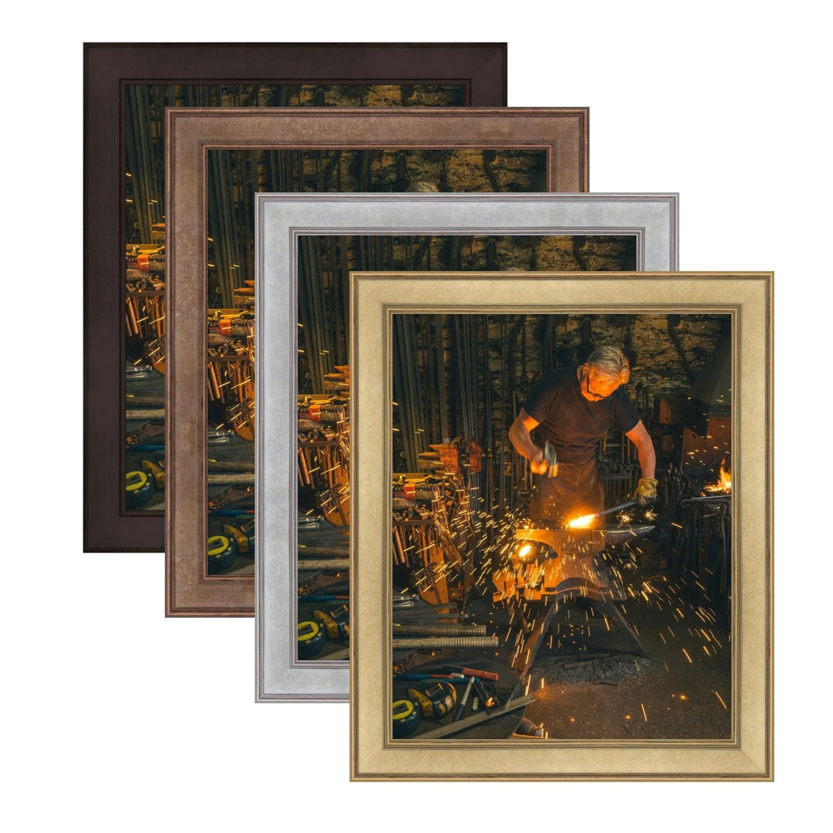23x37 Picture Frame in Wood Black Silver Gold