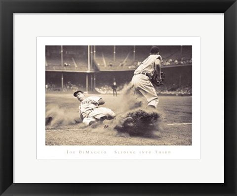 Framed Art Joe DiMaggio Sliding Into Third by Bettmann Archive