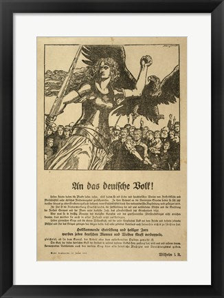 Framed Art Frame Art Franz Stassen - WWI - An Das Deutsche Volk Wall ...