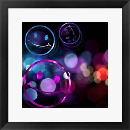 Bounce Smiley Faces Framed Art for your Home Wall Decor