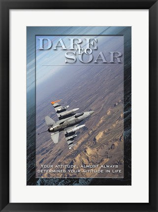 Framed Art Dare to Soar Affirmation Poster, USAF Wall Decor 18x24 Artwork
