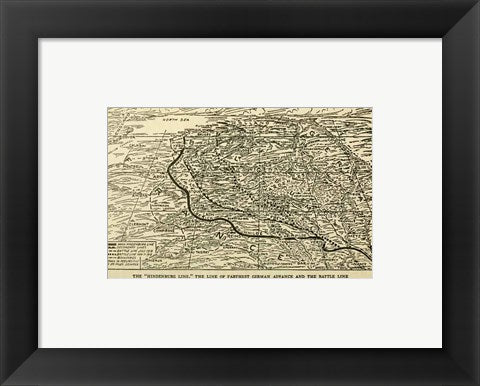 Framed Art Hindenburg Line Map SGW Vol. VIII Wall Decor 18x24 Artwork