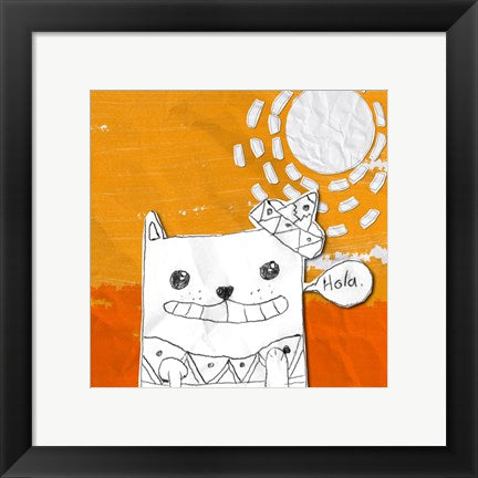 Framed Art Hola Cat by Tyler Kearns Wall Decor 18x24 Artwork