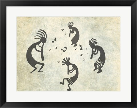 Framed Art Kokopelli Jam Session Wall Decor 18x24 Artwork