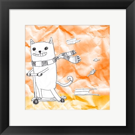 Framed Art Skateboarding Cat II by Tyler Kearns Wall Decor 18x24 Artwo