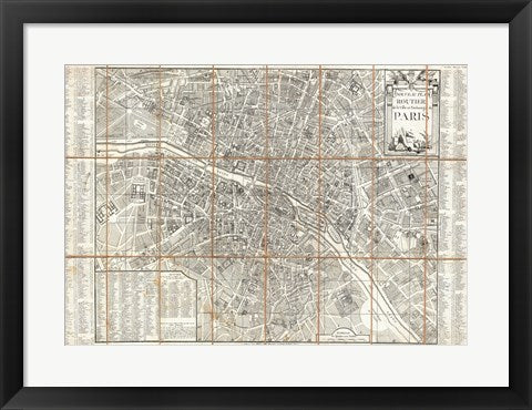 Framed Art Frame Art 1780 Esnauts and Rapilly Case Map of Paris Wall ...