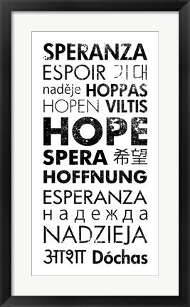 Framed Art Hope Languages by Veruca Salt Wall Decor 18x24 Artwork