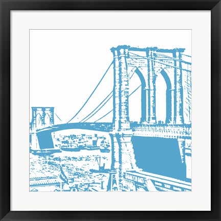 Framed Art Blue Brooklyn Bridge by Veruca Salt Wall Decor 18x24 Artwork