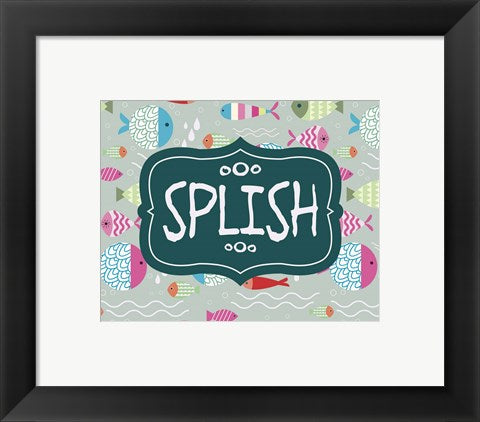 Framed Art Splish and Splash Fish Pattern Green Part I Wall Decor 18x24 ...
