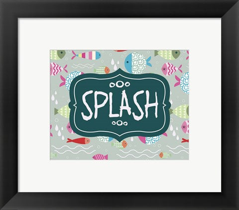 Framed Art Splish and Splash Fish Pattern Green Part II Wall Decor 18x