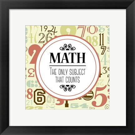 Framed Art Math The Only Subject That Counts Red Wall Decor 18x24 Artw