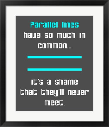 Framed Art Math Joke - Gray and Cyan Wall Decor 18x24 Artwork