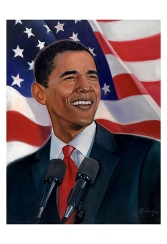 Obama, American Flag by Sterling Brown | 19 x 13 Art Print