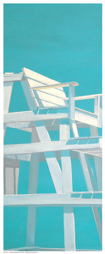 Framed Art Life Guard Stand (turquoise) by Carol Saxe | 20 ½ x 8 ½