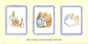 Peter Rabbit Family Triptych by Beatrix Potter | 12 x 24 Art Print