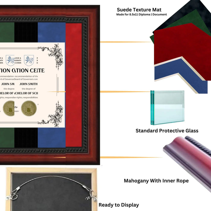 Diploma Frame Mahogany 8.5x11 Certificate University High School ...