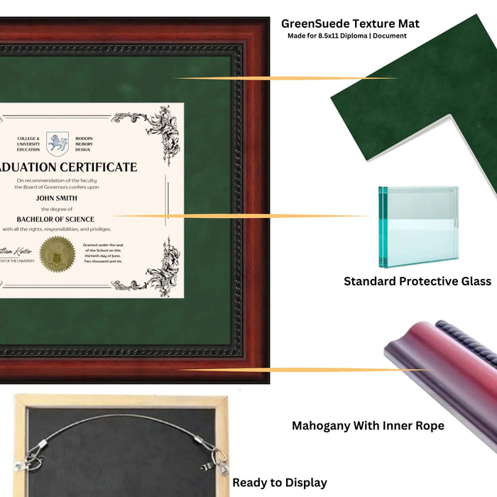 George Mason University Diploma Frame 8.5x11 Certificate Green — Modern ...