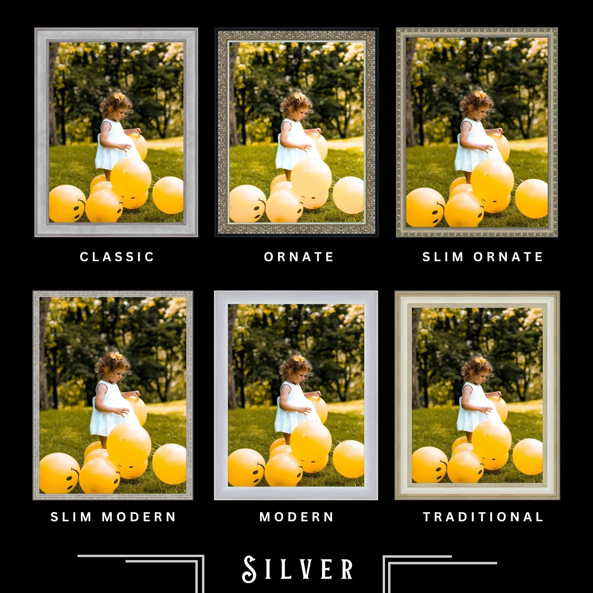 Silver 16x36 Picture Frame Ornate Traditional Classic Antique