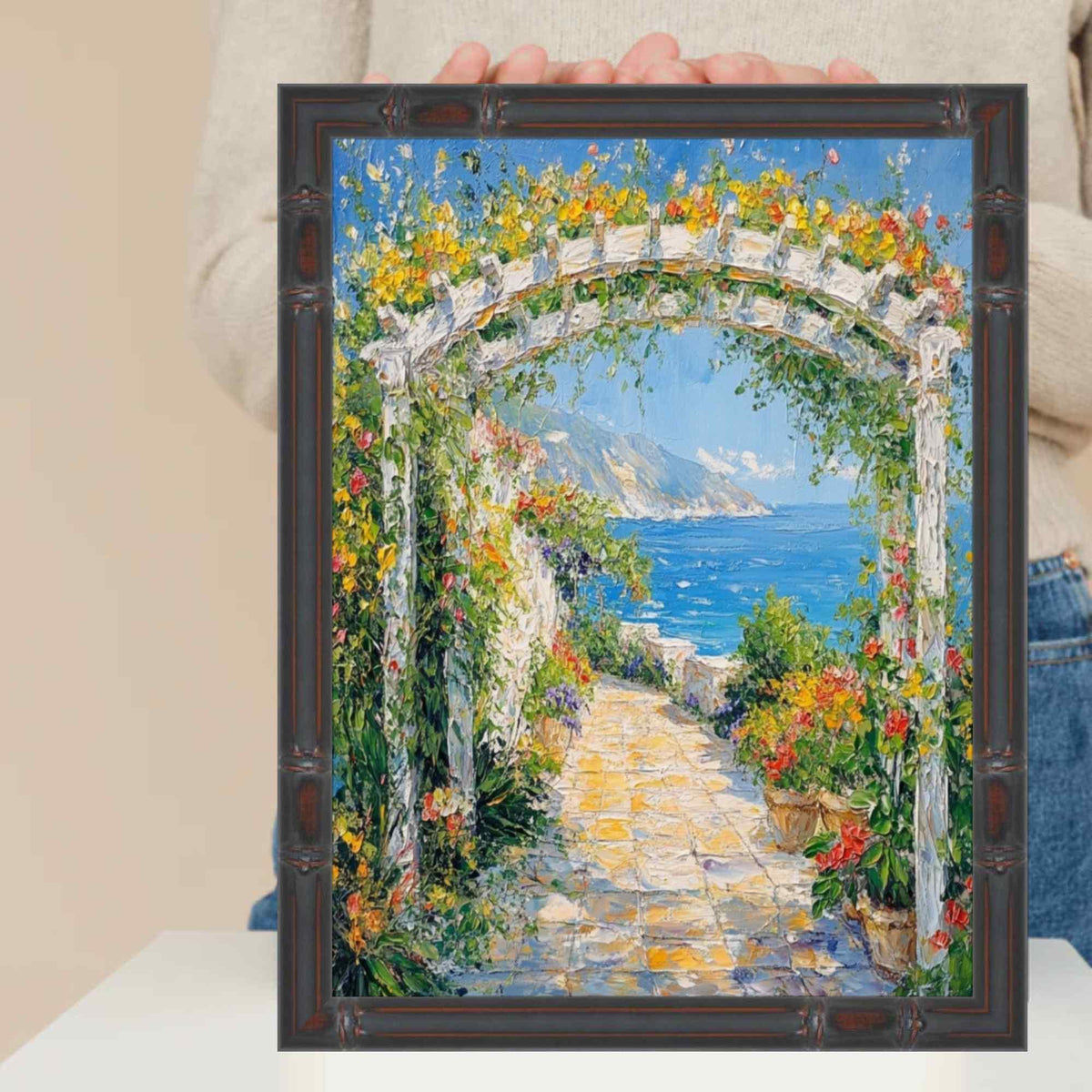 40x40 Frame Slim Dark Bamboo Wood Picture Frame Boho