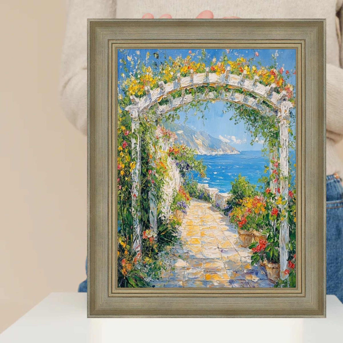 40x40 Frame Traditional Aged Silver Scoop Picture Frame