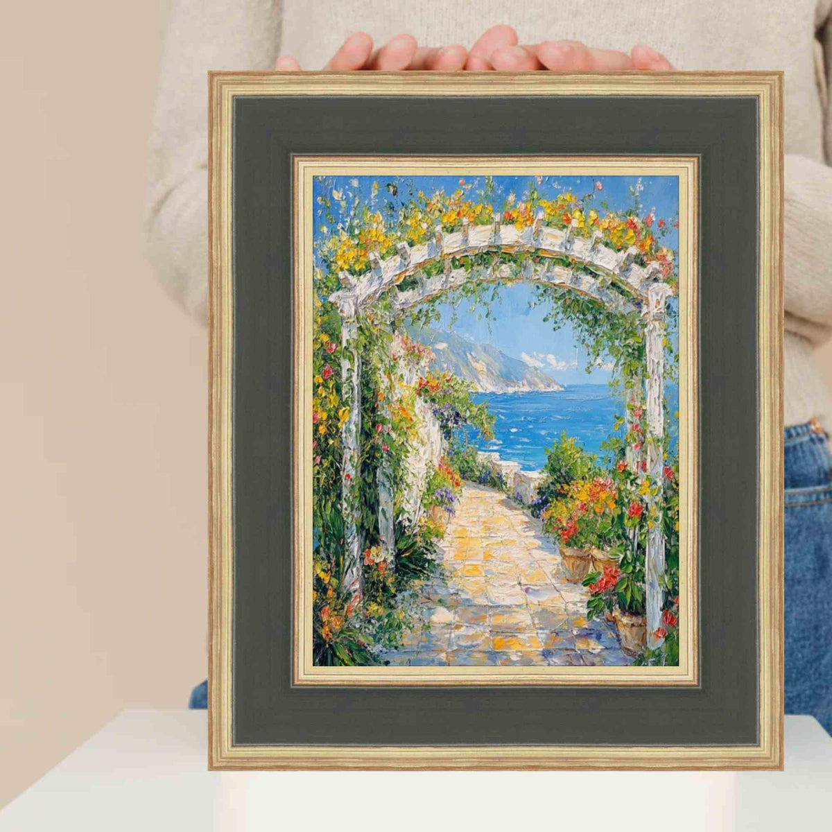40x40 Frame Wide Luxury Burgundy Gold Panel Picture Frame