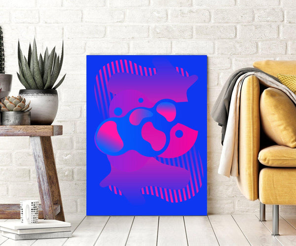 Blue Magenta Abstract Art Decor Canvas Framed Art Office Square ...