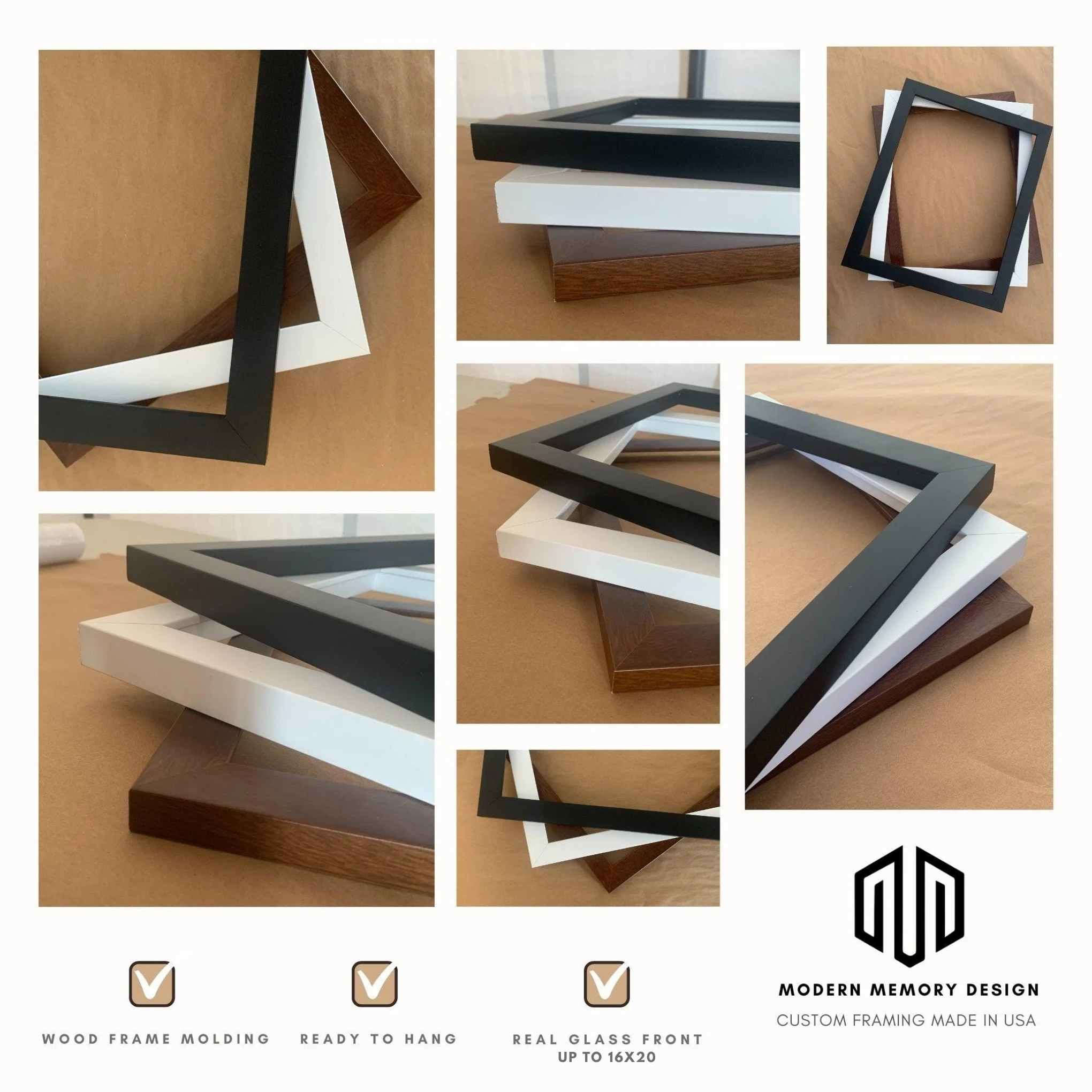 Thin Black 11x12 Poster Frame - Photo Frame with Real Glass