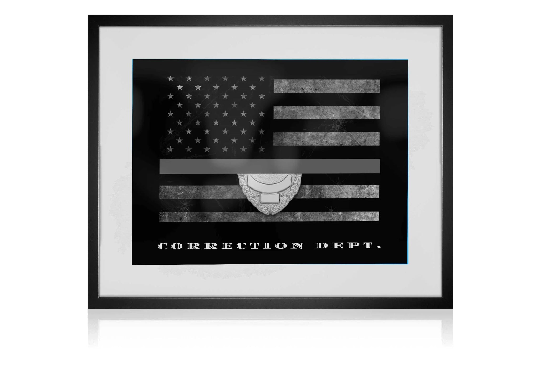 Correctional Officer Thin Gray Line Flag Framed