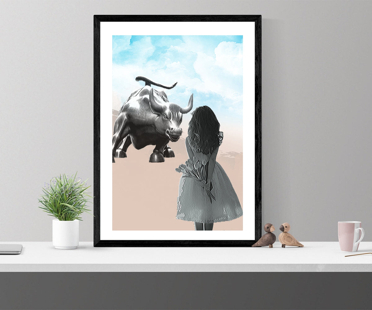 Framed Art Fearless girl statue Fearless art