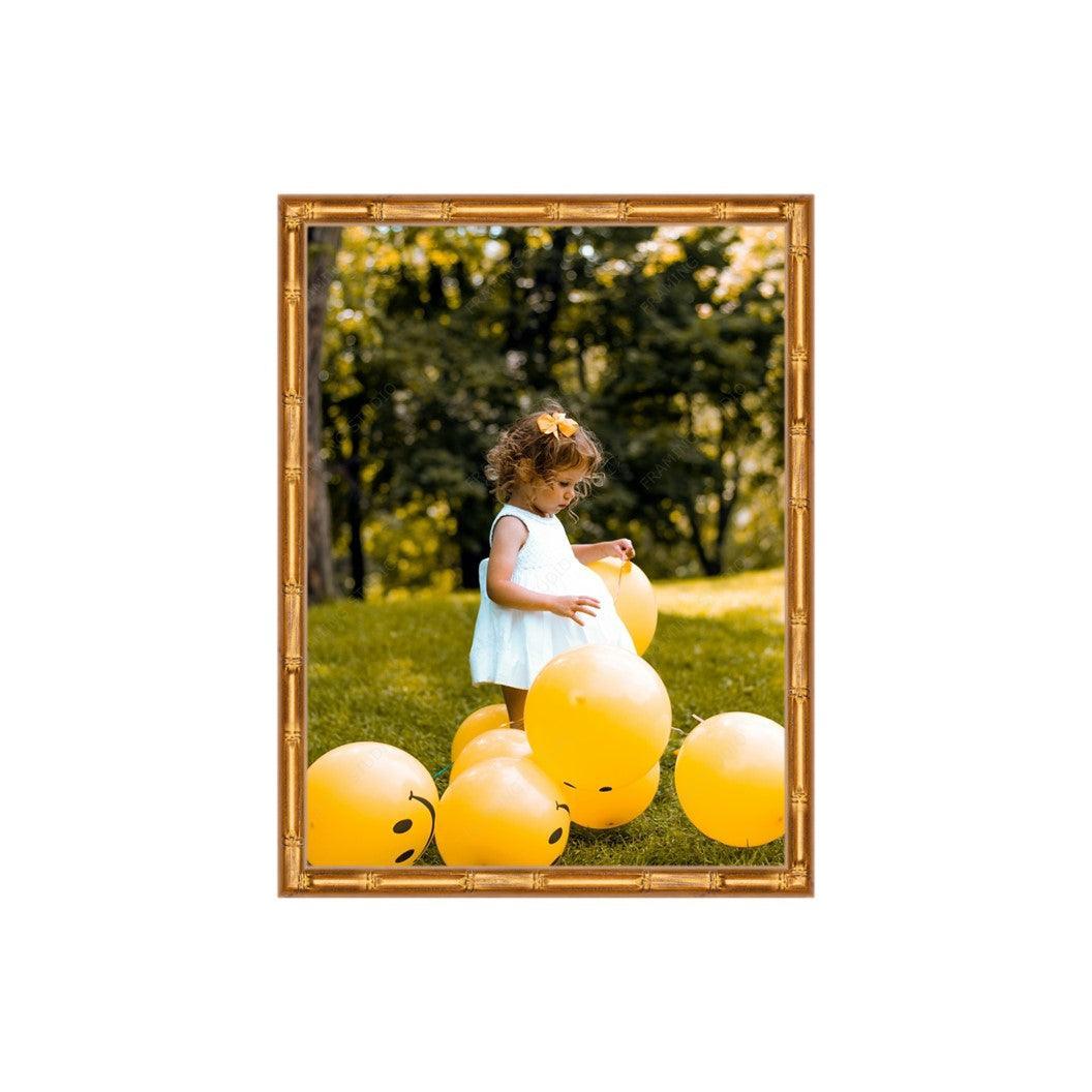Gold Bamboo Picture Frame Flat Gallery Wall Hanging Framing