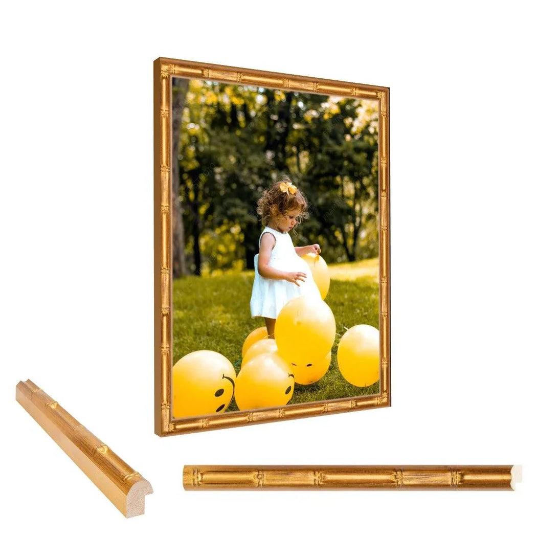 Frames Gold Bamboo Picture Frame Flat Gallery Wall Hanging Framing