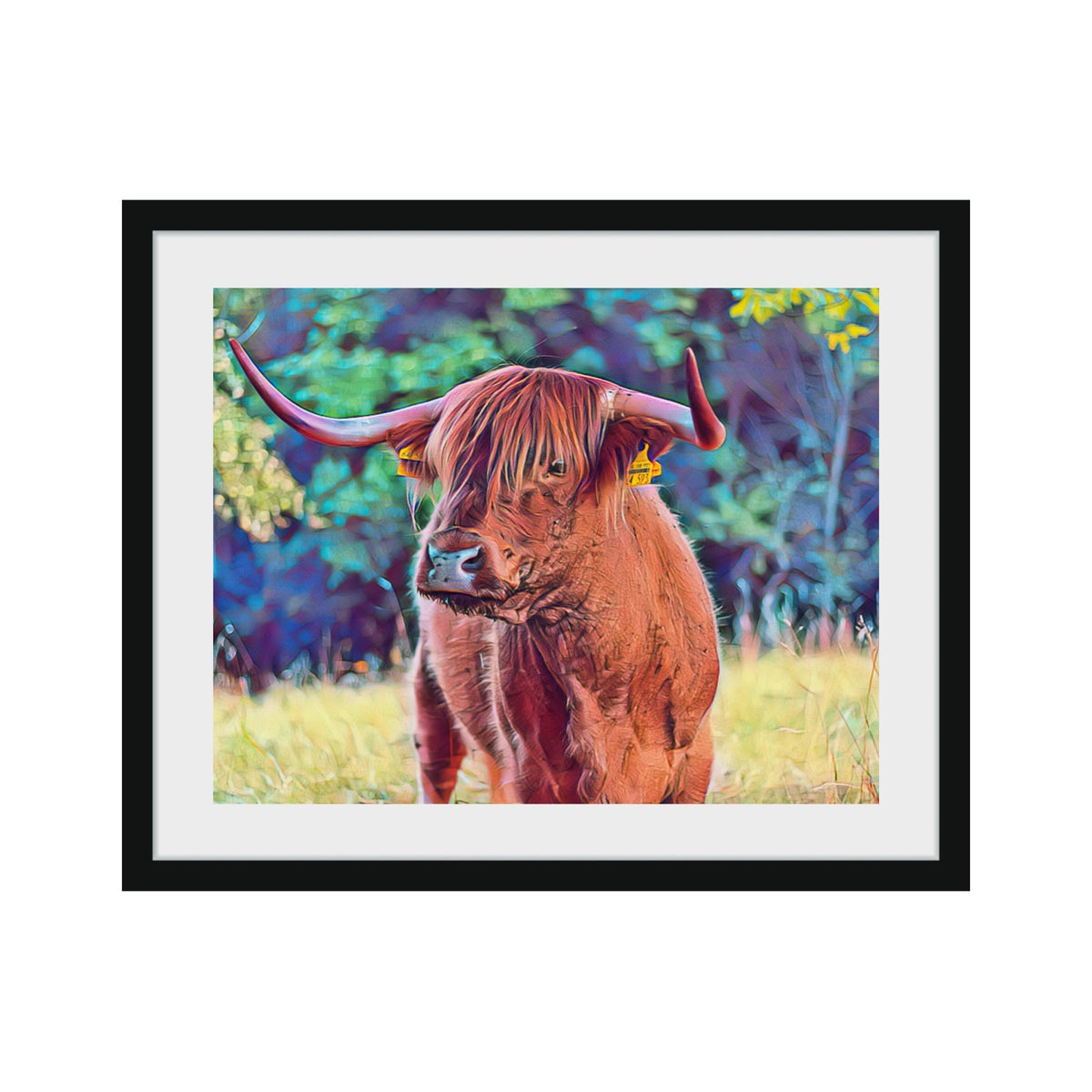 Framed Frame Highland Cow Framed Rustic