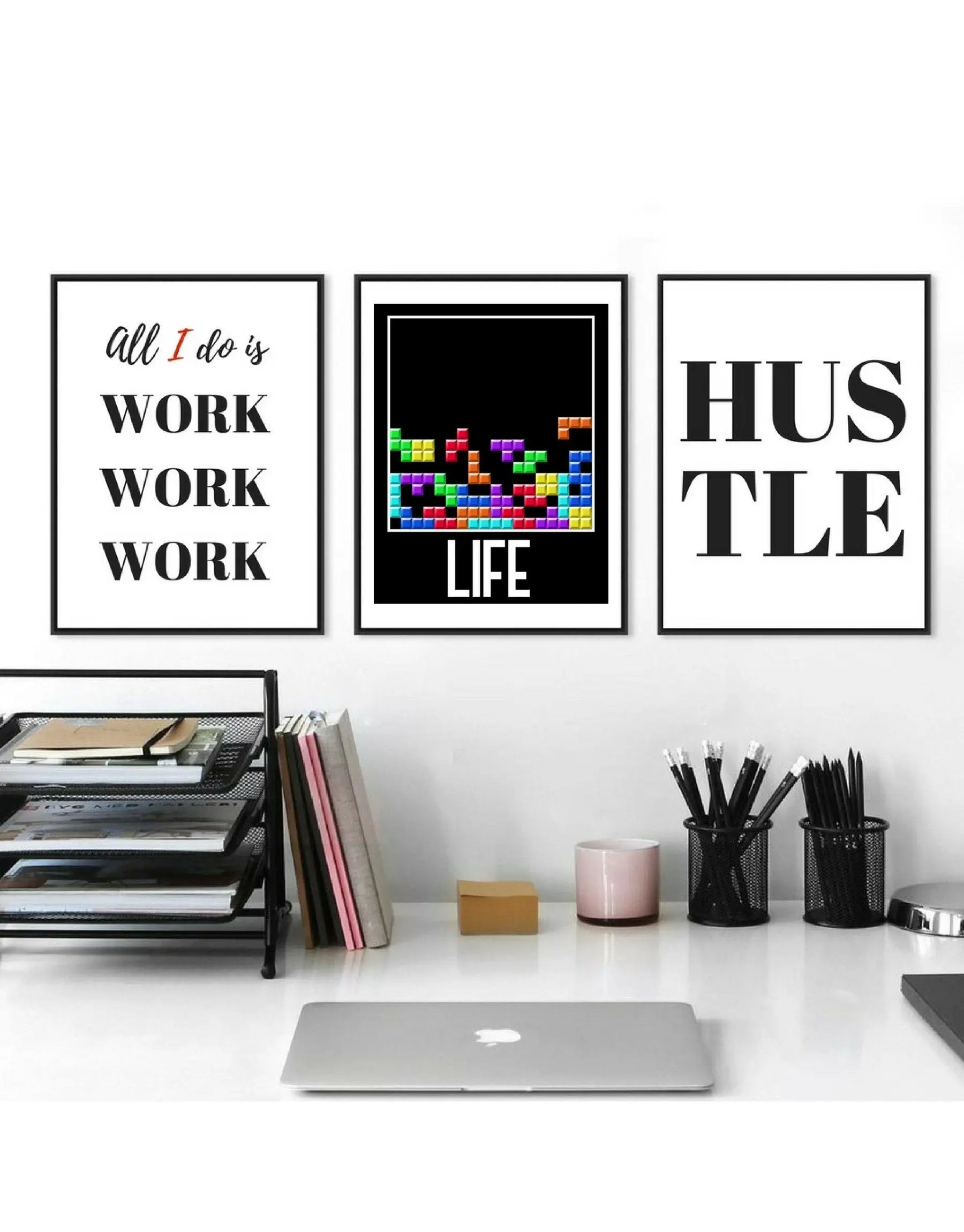 Framed Art Life Motivational poster print art Tetris