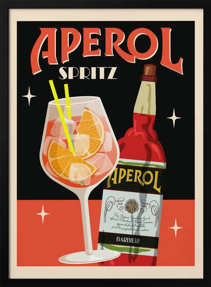 Aperol Spritz_Black - WallChart Art Studio Framed Art 24x36 Frame