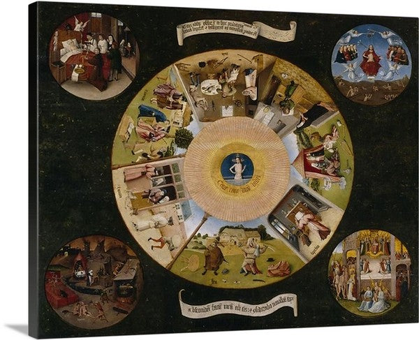 The Seven Deadly Sins by Hieronymus Bosch Framed Classic Art Canvas