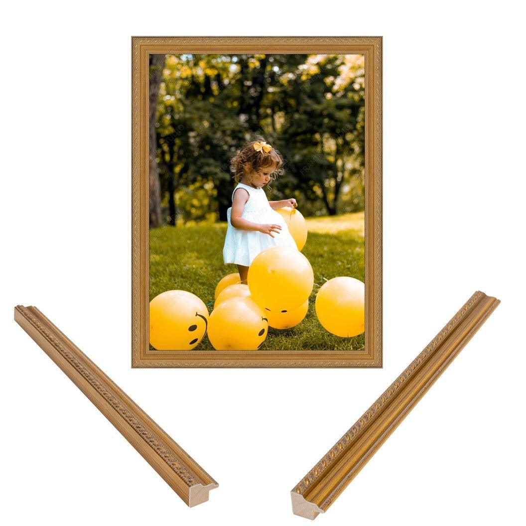 Thin Antique Gold Picture Frame with Rope Framing